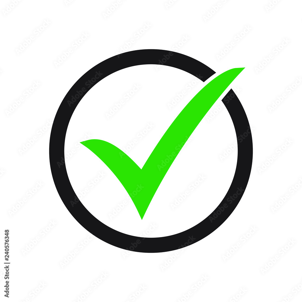 Tick icon vector symbol, checkmark isolated on white background. Check ...