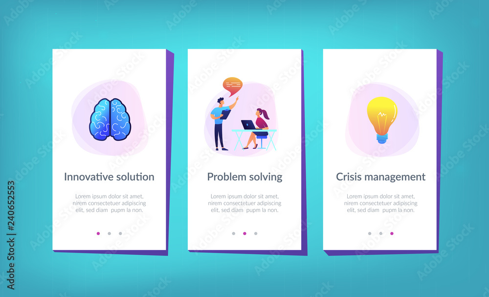 Brain, lightbulb and business team solving problem. Innovative solution, problem-solving and ...