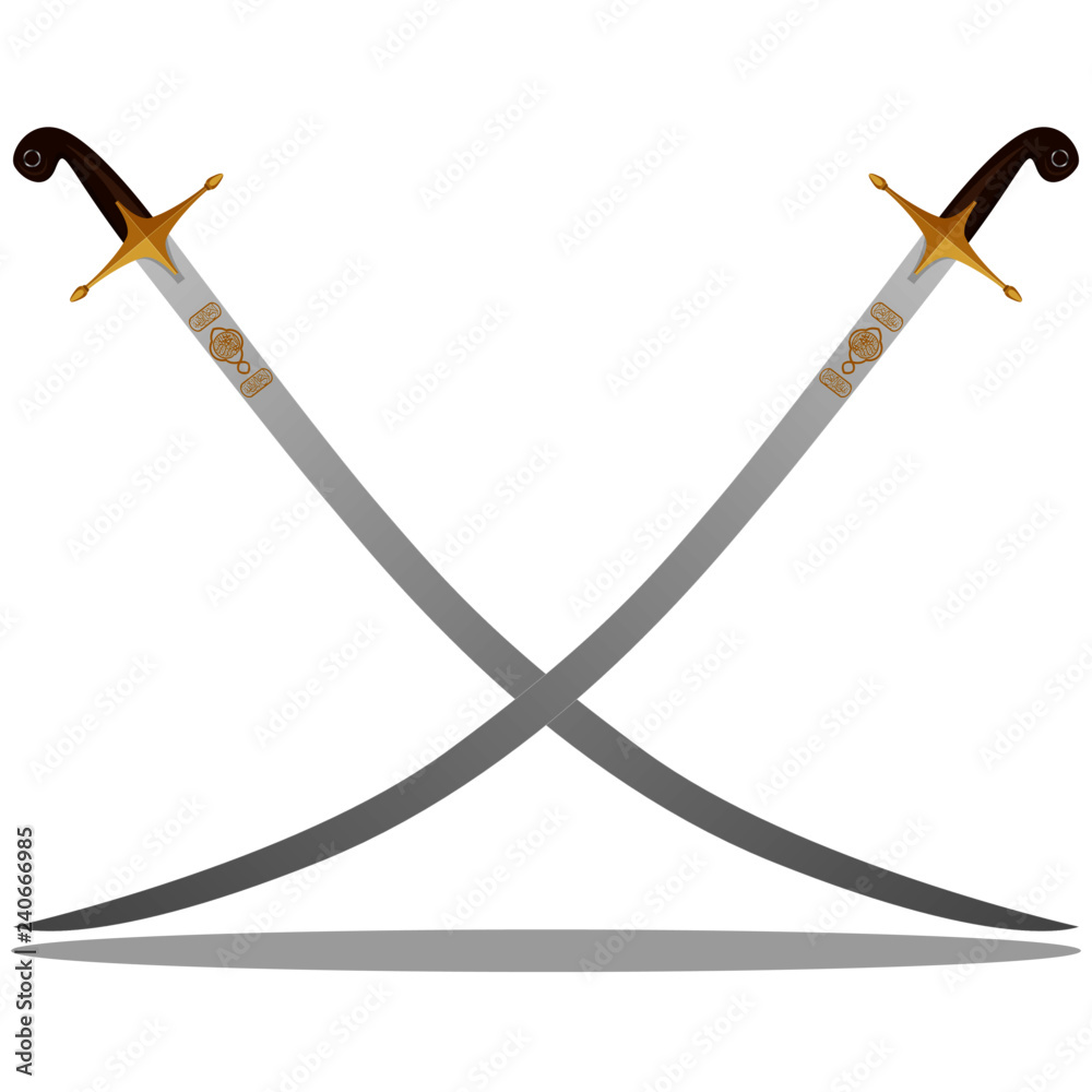 Turkish - Ottoman curved sword "kilij" or sabre. Stock Vector | Adobe Stock