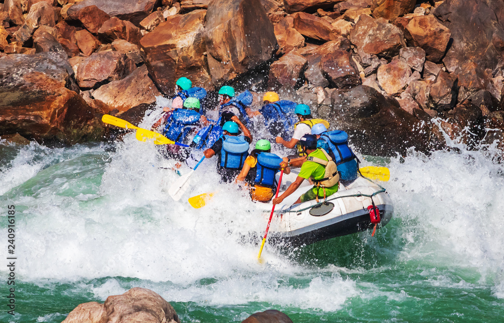 White water rafting in river ganges rishikesh India Stock Photo | Adobe ...