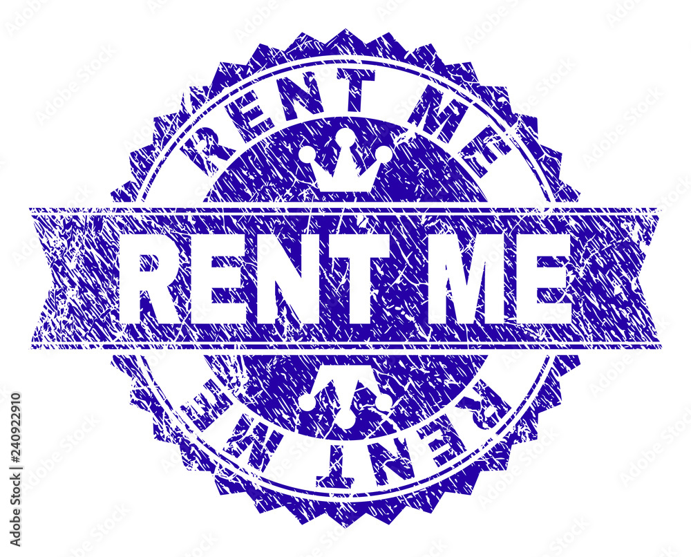 RENT ME rosette stamp seal watermark with distress texture. Designed ...