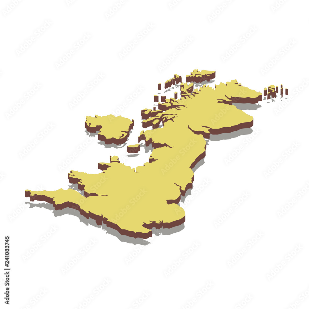 Isometric map of United Kingdom. Isolated 3D isometric vector ...