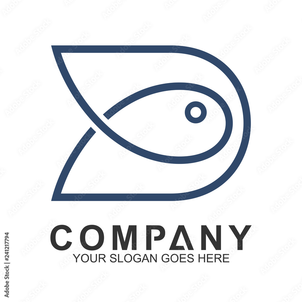 fish letter D with mono line style Stock Vector | Adobe Stock