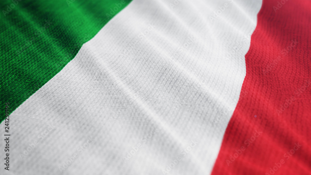 Italia flag is waving 3D animation. Symbol of Italian national on ...