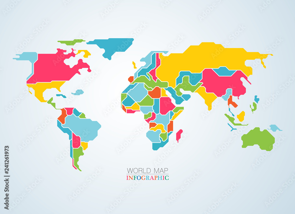 vector of colourful world map continents for infographics Stock Vector ...