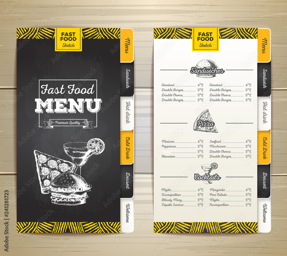Vintage chalk drawing fast food menu. Sandwich sketch corporate ...