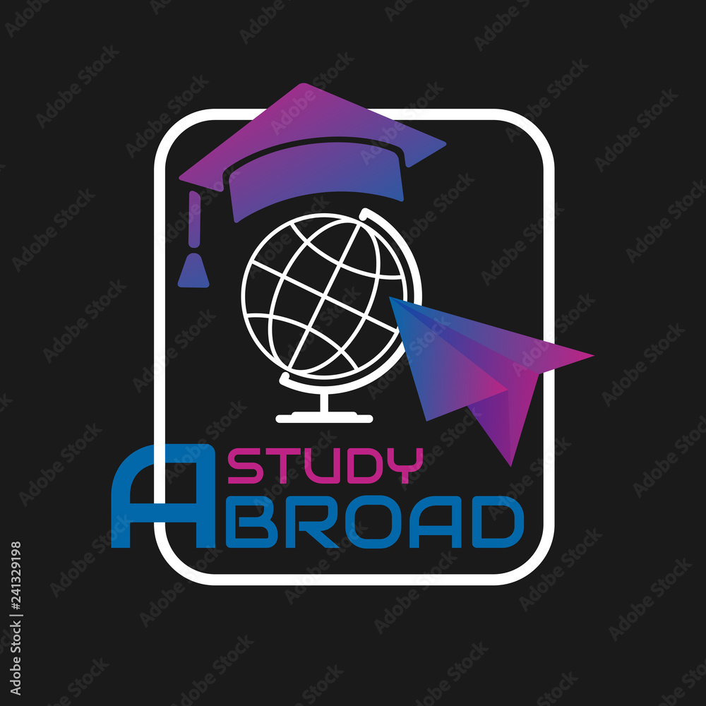 Globe with graduate cap. Gradient vector illustration. Education icon ...