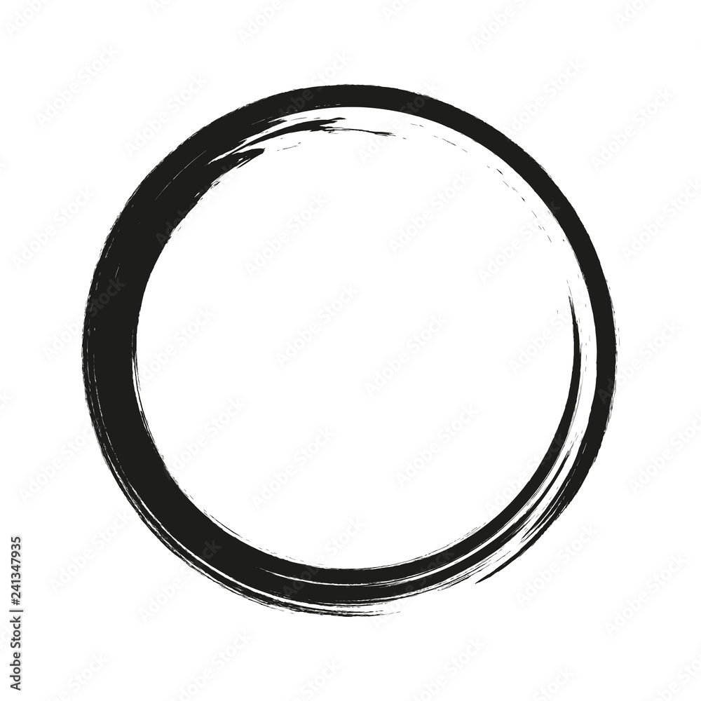 vector brush strokes circles of paint on white background. Ink hand ...