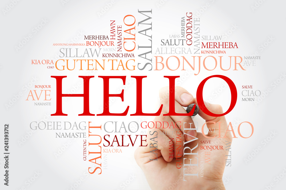 Hello word cloud in different languages of the world with marker ...