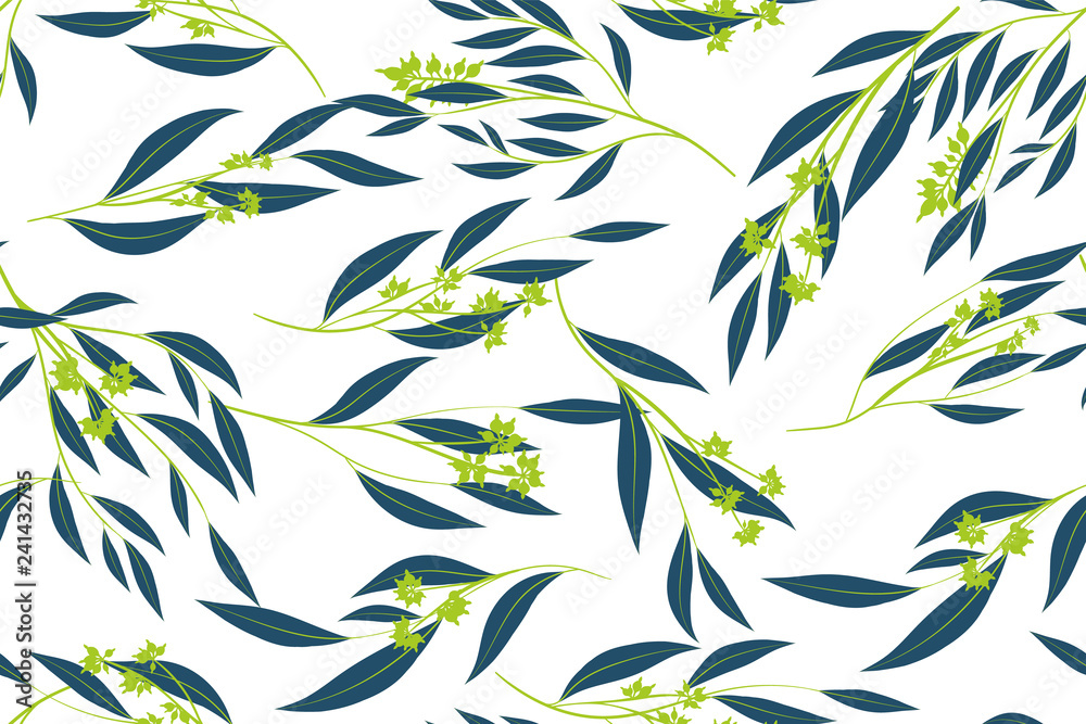 Eucalyptus Vector. Colorful Seamless Pattern with Vector Leaves ...