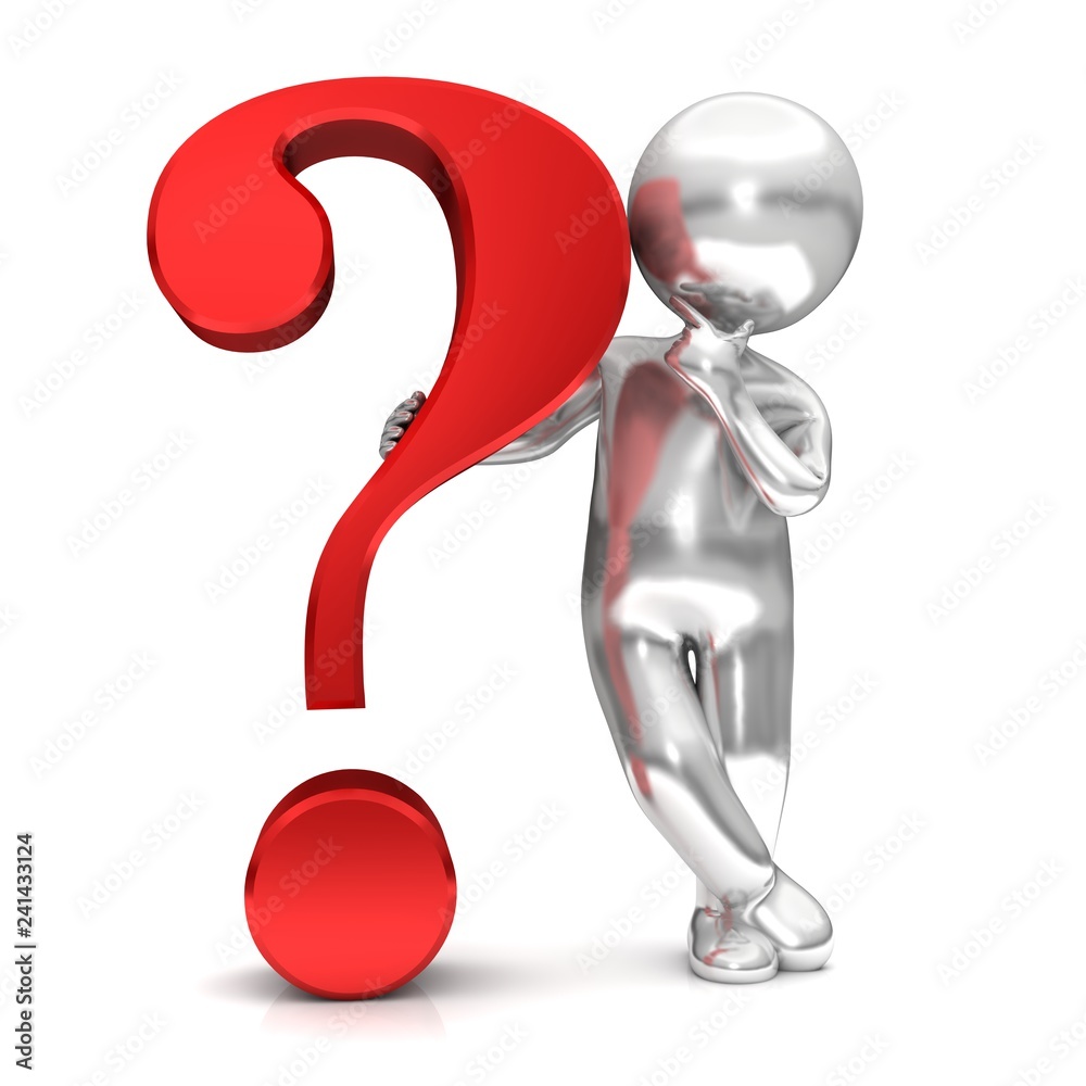 question mark 3d interrogation point red asking stick figure thinking ...
