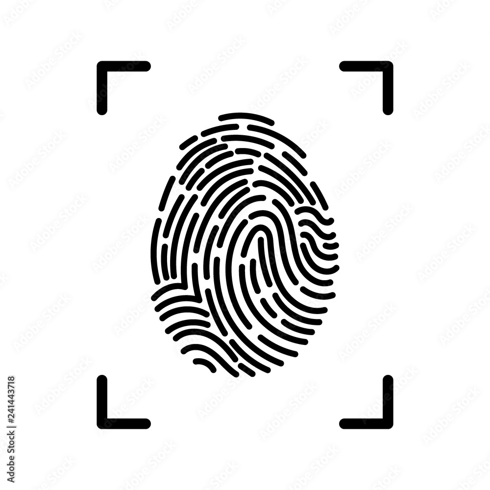Editable Vector line Fingerprint Scan Icon - fingerprint identification ...