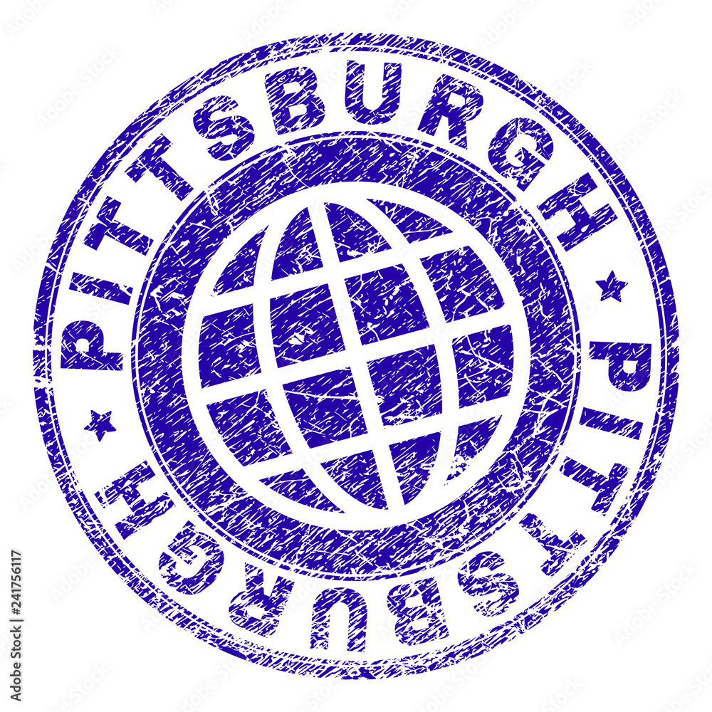 PITTSBURGH stamp print with grunge texture. Blue vector rubber seal ...