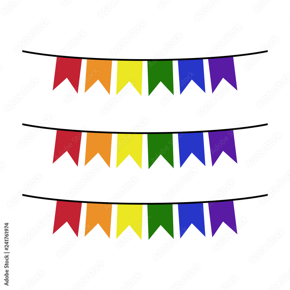 Rainbow Banner - Set of 3 rainbow colored banners or bunting Stock ...
