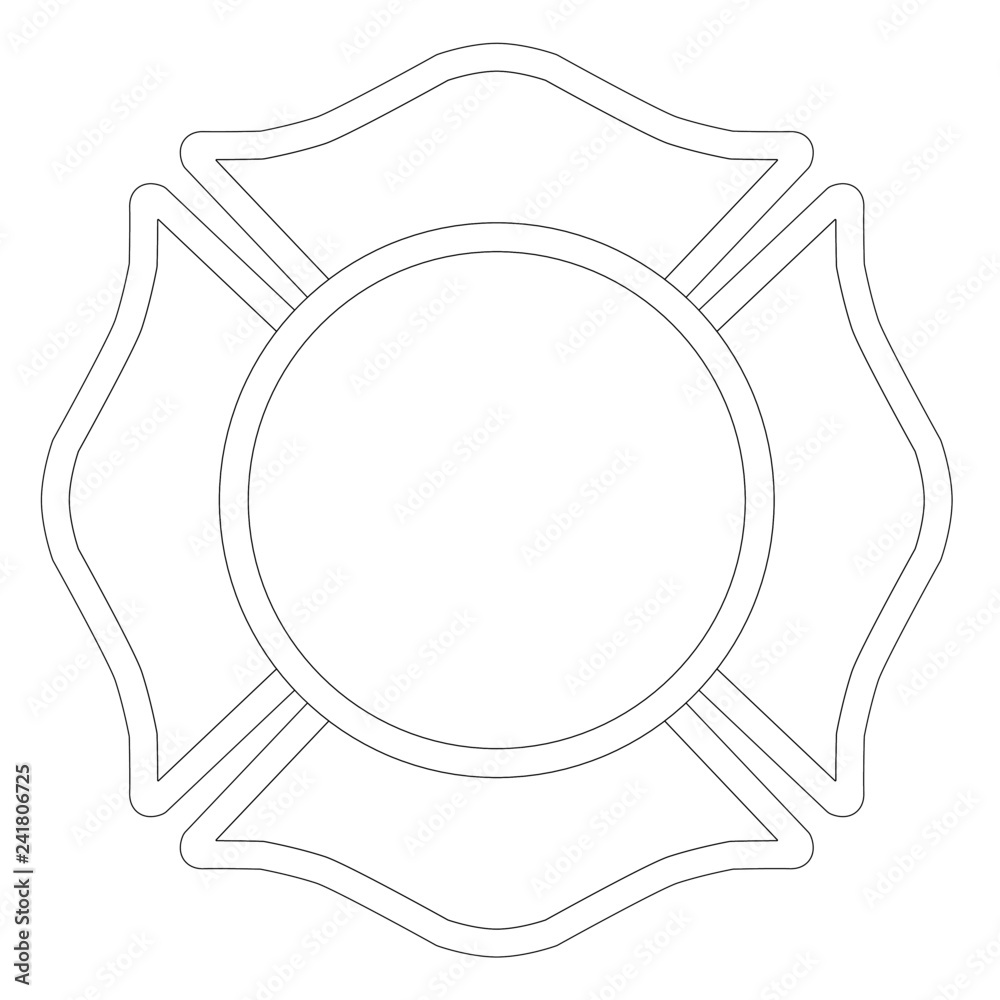 Firefighter Emblem St Florian Maltese Cross Symbol White with Black ...