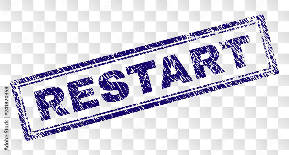 RESTART stamp seal imprint with rubber print style and double framed ...