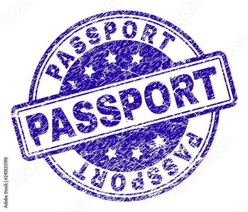 PASSPORT stamp seal watermark with grunge texture. Designed with ...