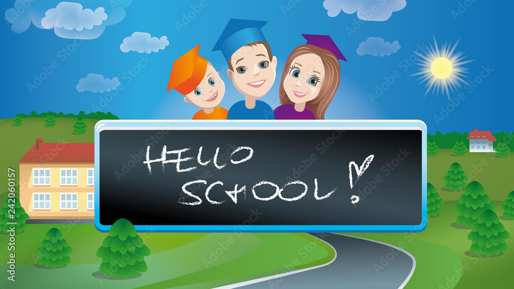 Hello school! Stock Vector | Adobe Stock