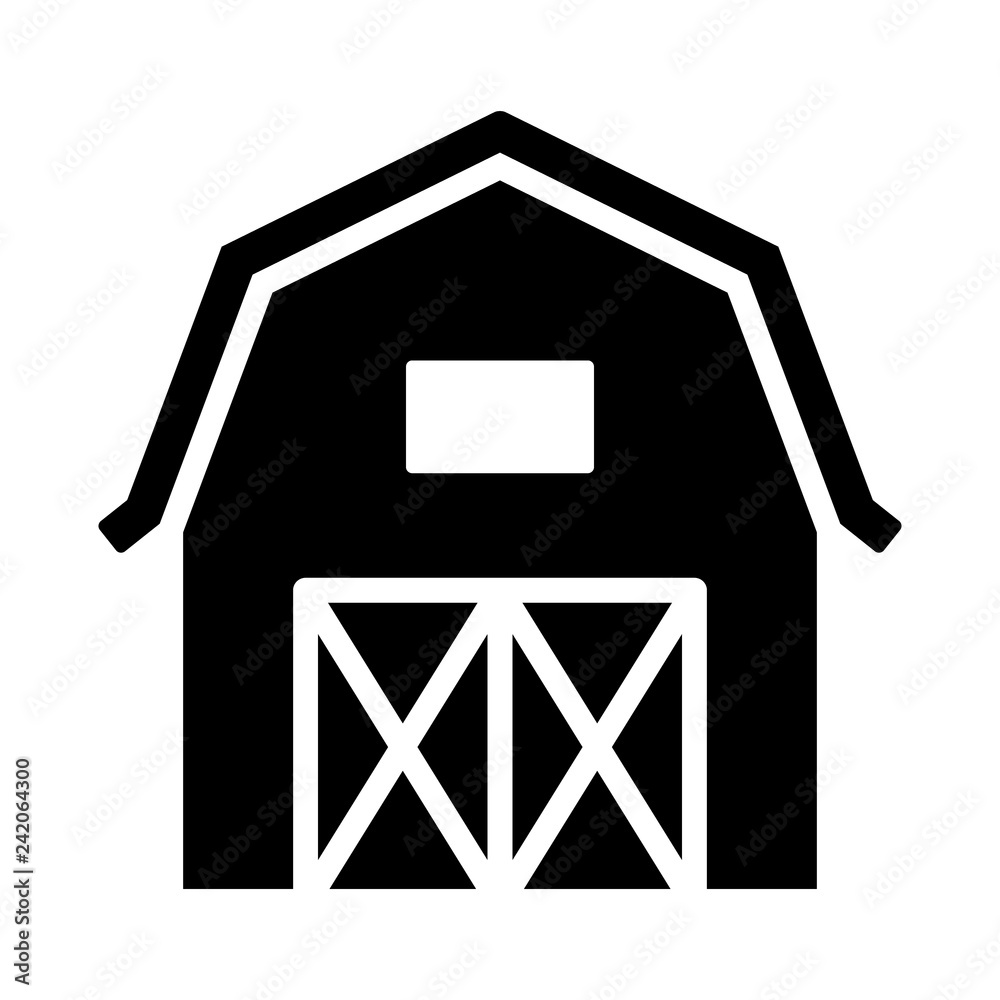 Western prairie barn house front view flat vector icon for farm apps ...