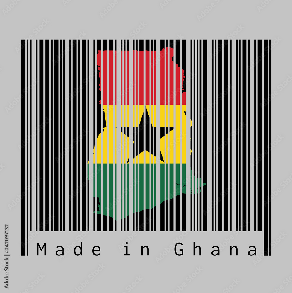 Barcode set the shape to Ghana map outline and the color of Ghana flag ...