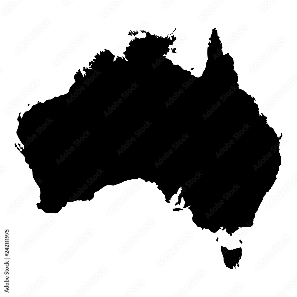Black silhouette of australia map, geographic vector illustration ...