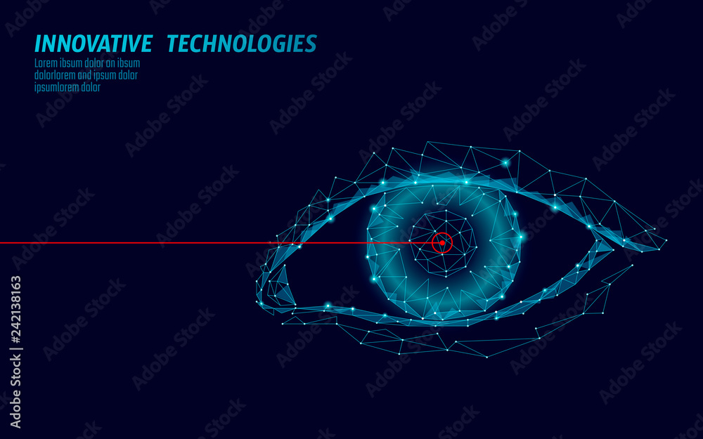Laser vision correction 3D medical concept. Abstract human iris modern ...