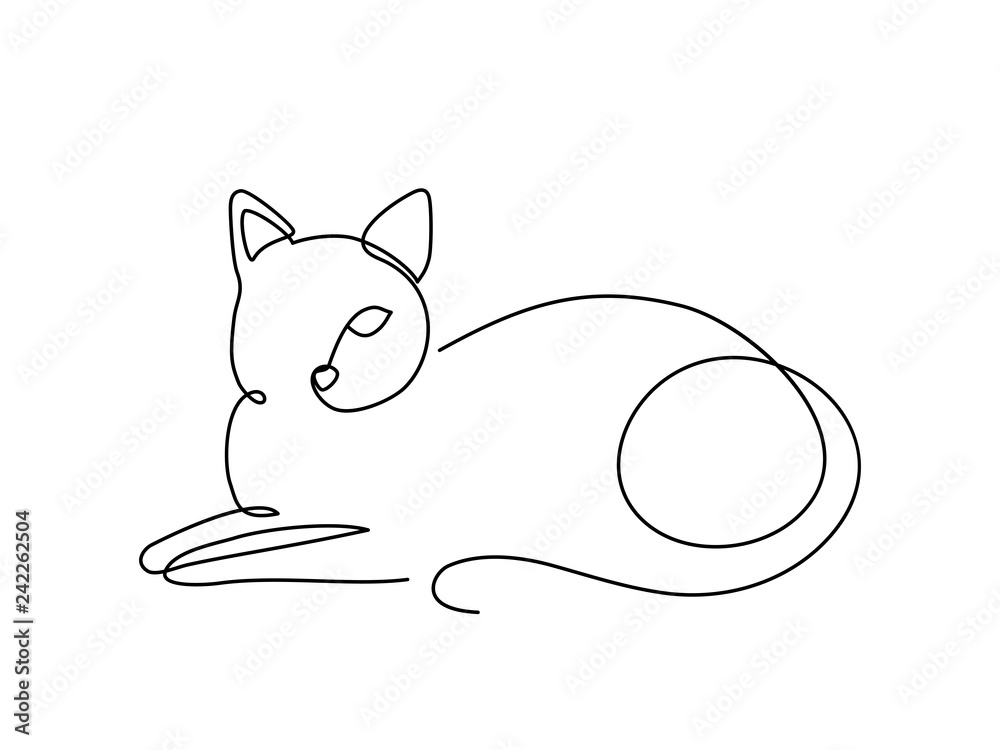 Minimalist cats line art Stock Illustration | Adobe Stock