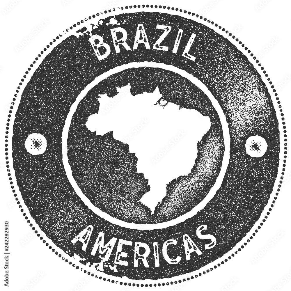 Brazil map vintage stamp. Retro style handmade label, badge or element ...