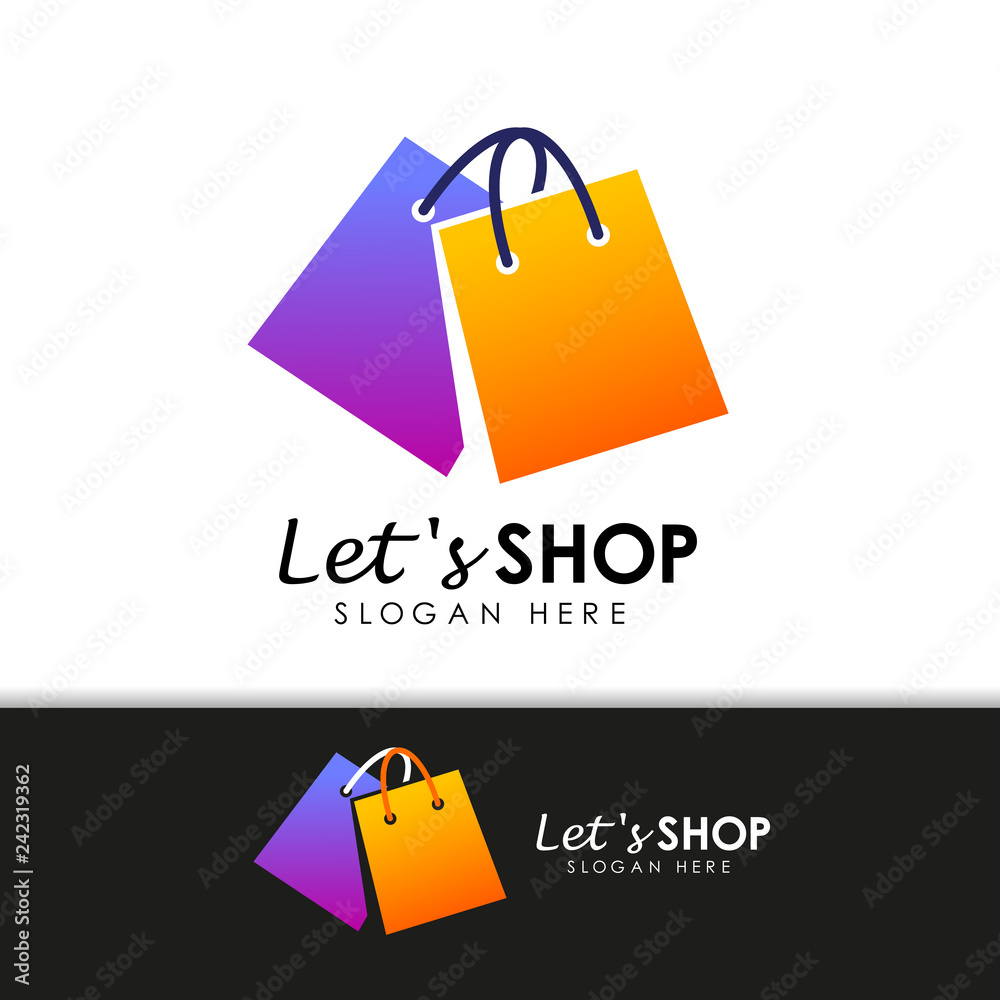 shopping store logo design vector Stock Vector | Adobe Stock