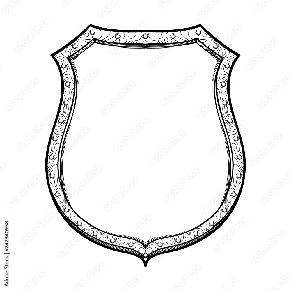 Late medieval German shield. Front view. Element for design coat of ...