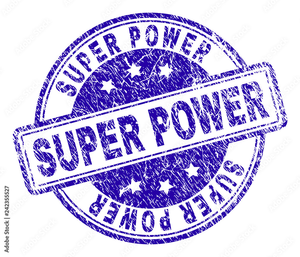 SUPER POWER stamp seal watermark with distress texture. Designed with ...