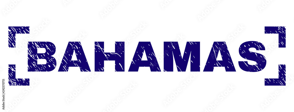 BAHAMAS caption seal print with grunge texture. Text label is placed ...