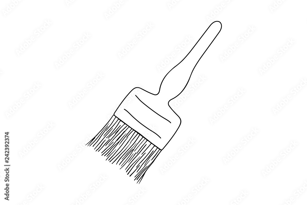 Simple line drawing of a paint brush, vector illustration Stock Vector ...