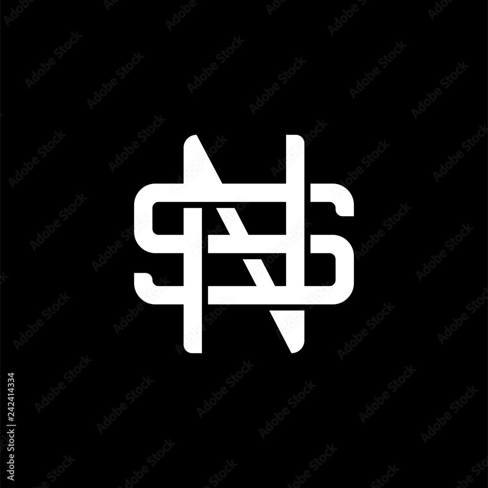 Initial letter S and N, SN, NS, overlapping interlock monogram logo ...