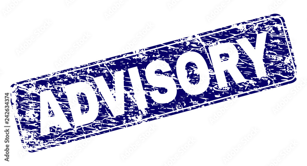 ADVISORY stamp seal print with distress texture. Seal shape is a ...
