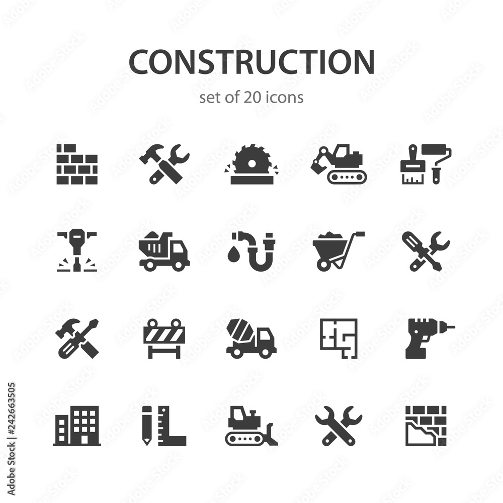 Construction icons. Stock Vector | Adobe Stock