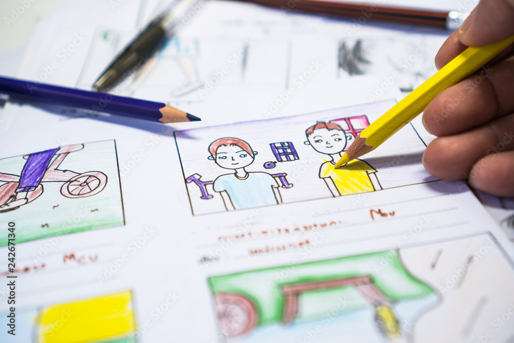 Creator Storyboard or storytelling drawing creative for movie process ...