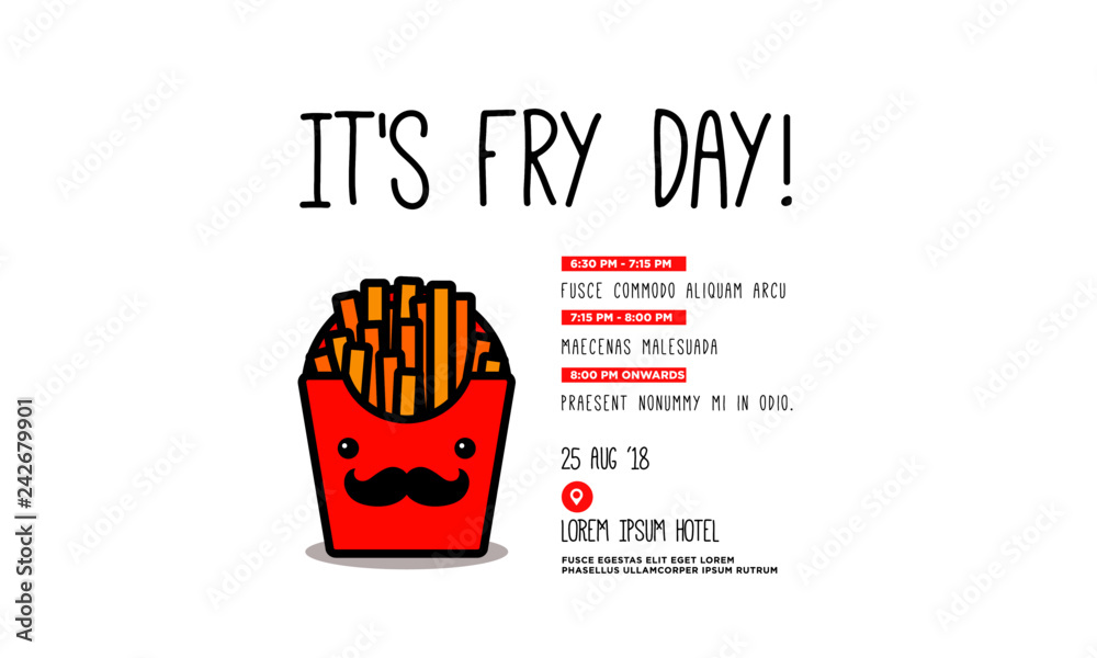 It's Fry Day French Fries Packet Invitation Design with Where and When ...