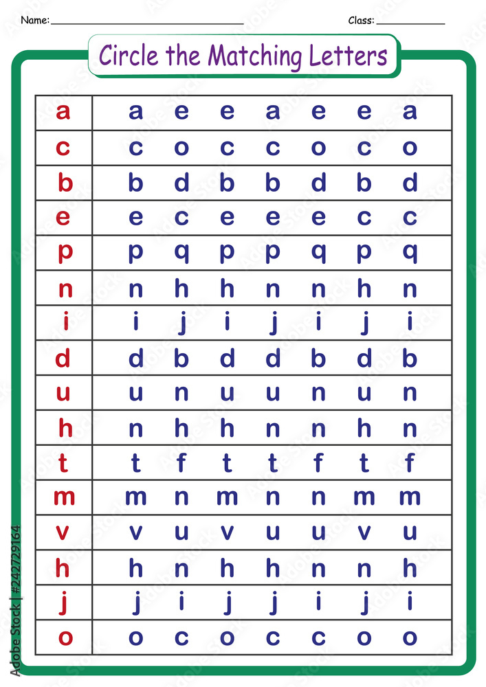 worksheet for kids, circle the letters that match the first letter in ...