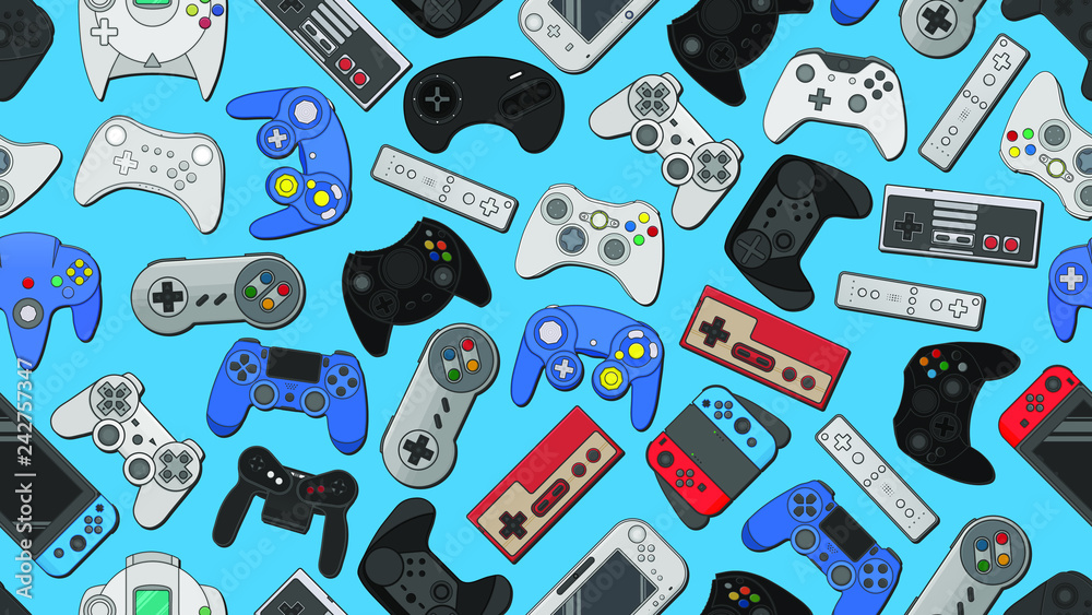 Video game controller background Gadgets seamless pattern Stock Vector ...
