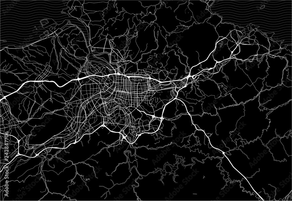 Dark area map of Taipei, Taiwan Stock Vector | Adobe Stock
