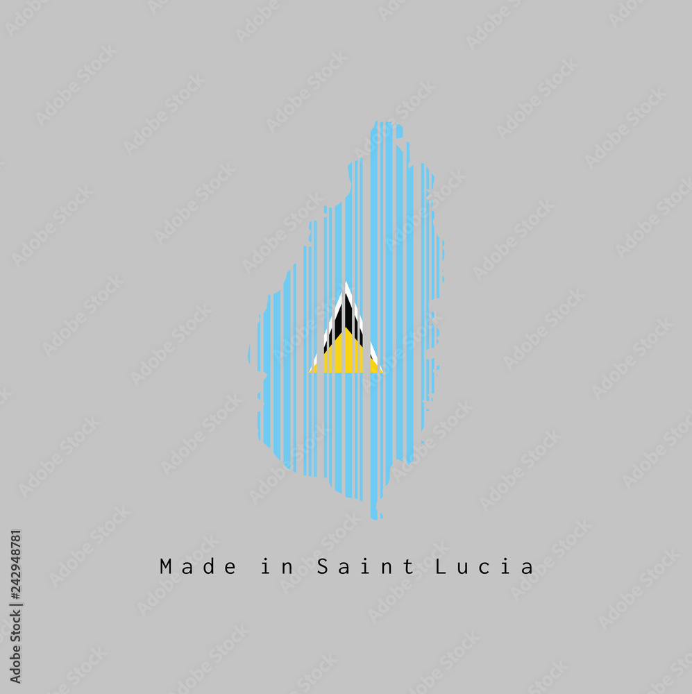 Barcode set the shape to Saint Lucia map outline and the color of Saint ...