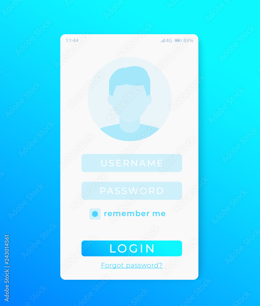 User Login page, mobile app ui vector template Stock Vector | Adobe Stock
