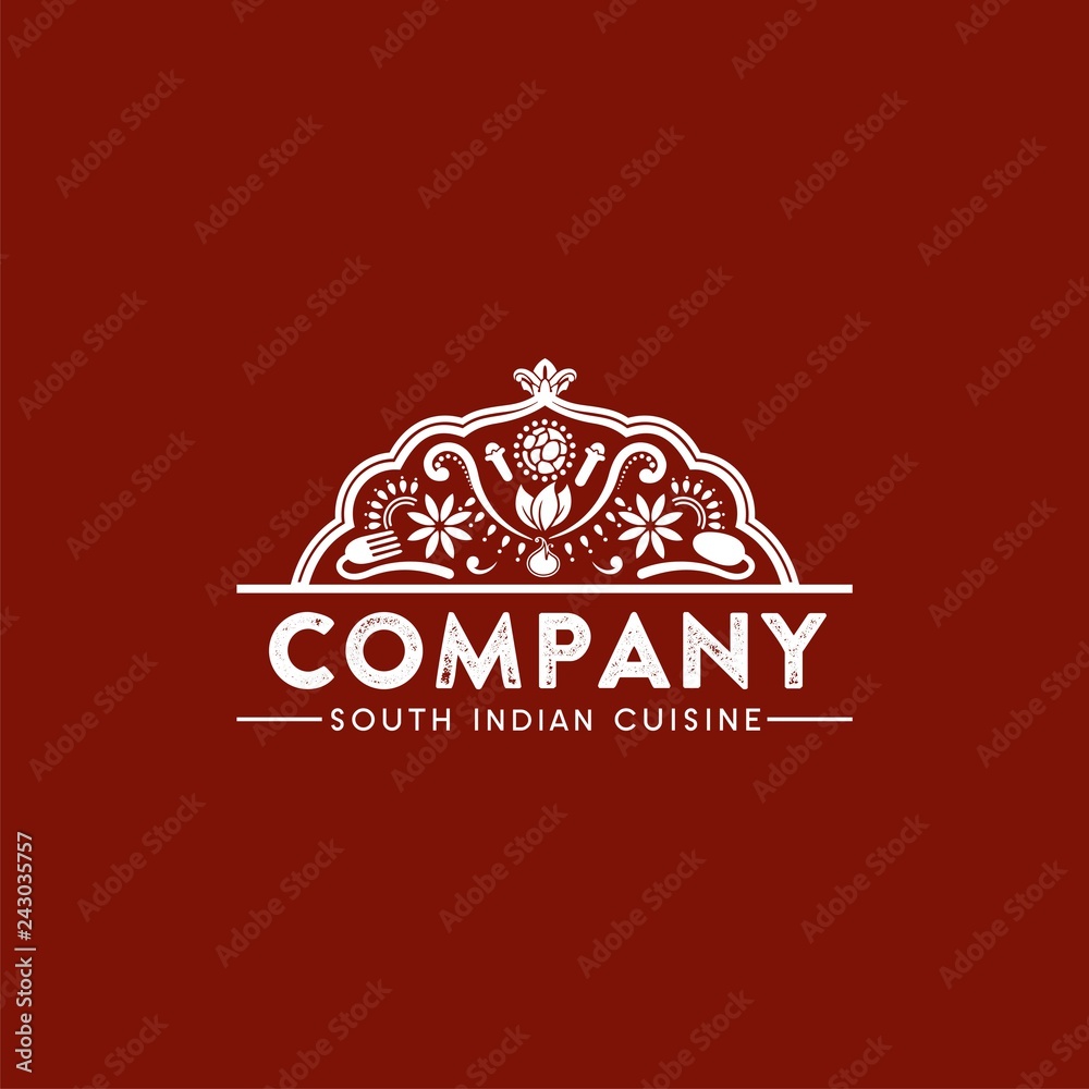 Indian food logo design Stock Vector | Adobe Stock