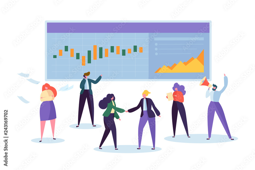 Online Trade Stock Chart Analisys Character. Trader Sell Business ...