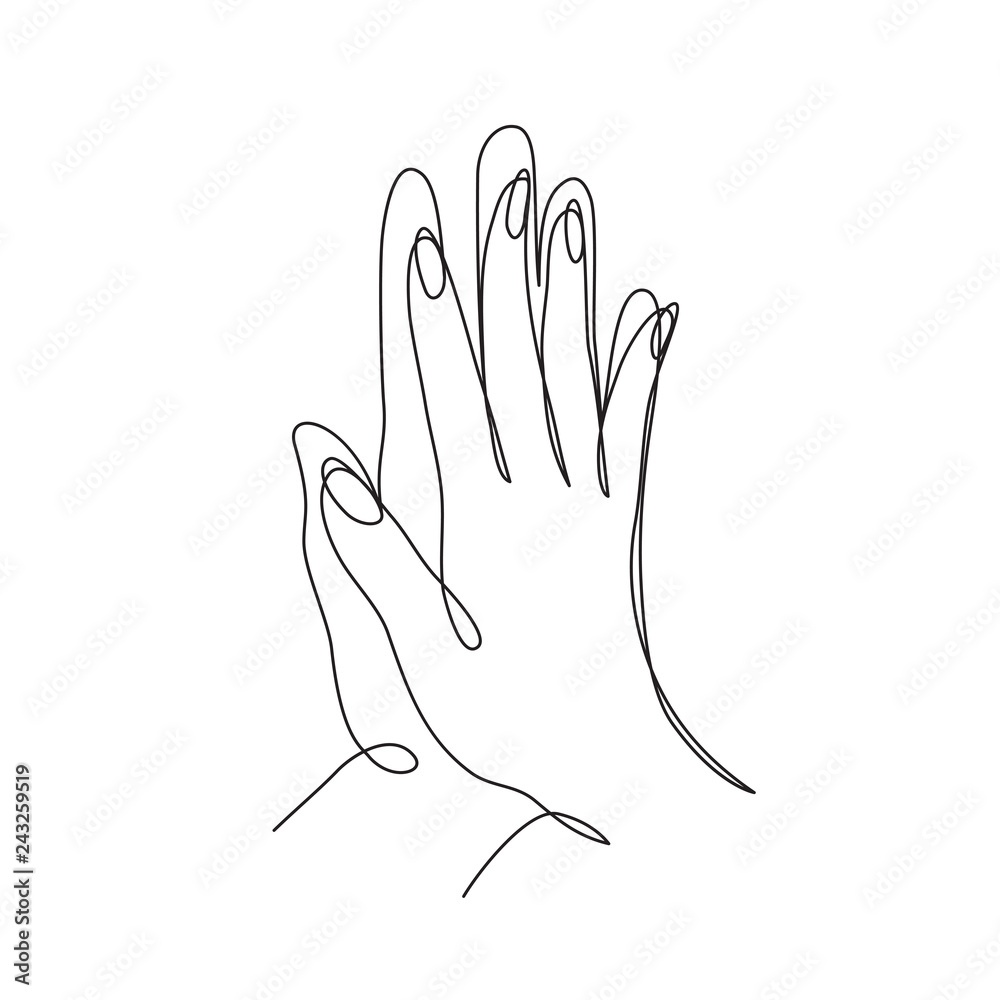 continuous line drawing of hands Stock Photo | Adobe Stock