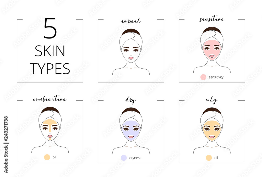Skin types, normal, oily, combination, dry and sensitive types ...