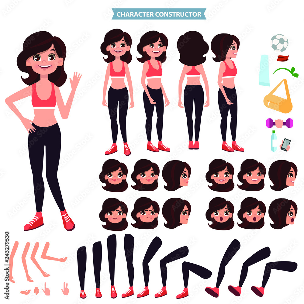 Front, side, back view animated character. Stock Vector | Adobe Stock