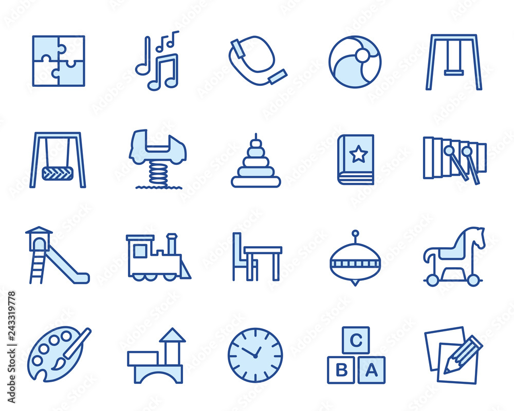 Kindergarten, Kita, Krippe, Hort Vector Icon Illustration Set Stock ...