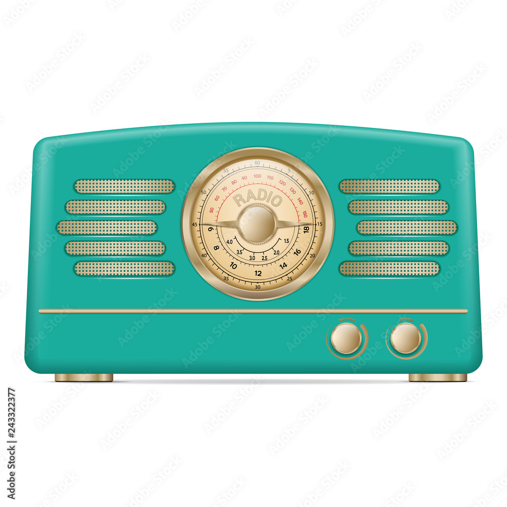 Vintage radio icon. Realistic illustration of vintage radio vector icon ...